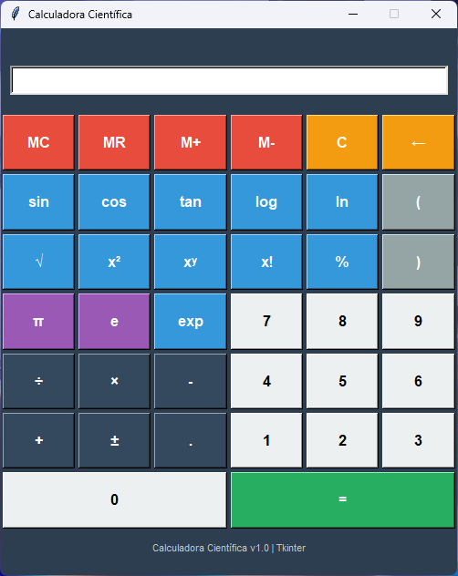 Calculadora Científica con Tkinter
